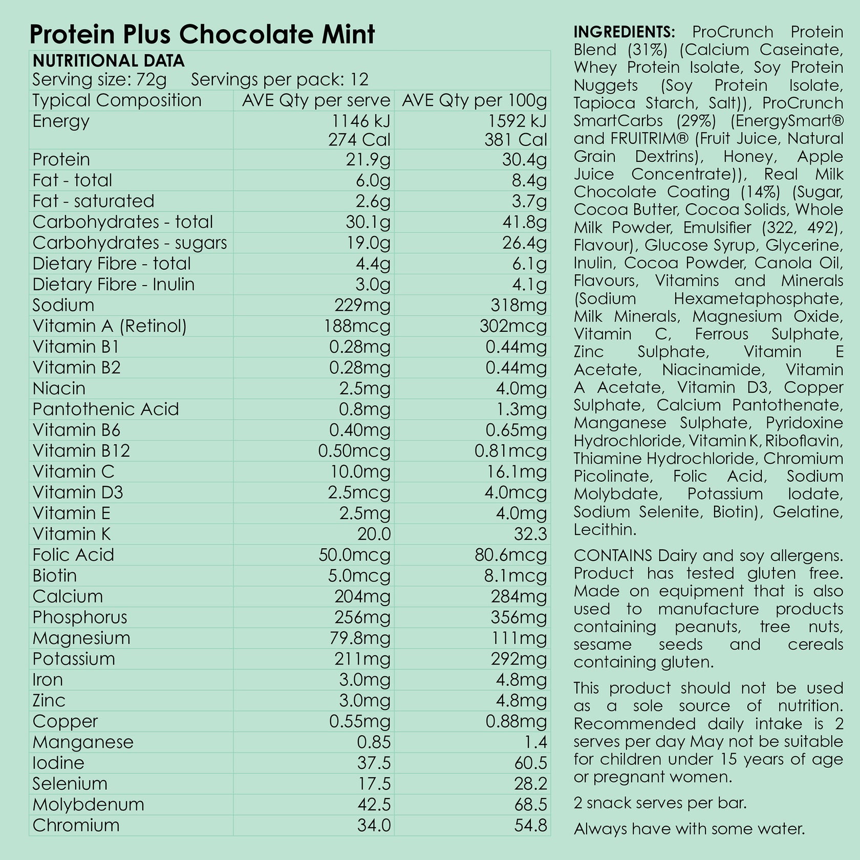Protein Plus - Chocolate Mint (Procrunch rebranded) – Healthy ...